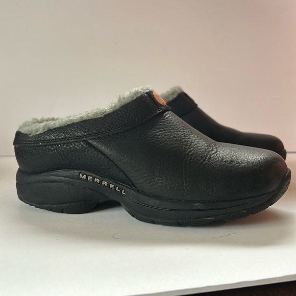 Merrell | Shoes | Merrell Womens Primo Chill Slide Black Leather Faux ...